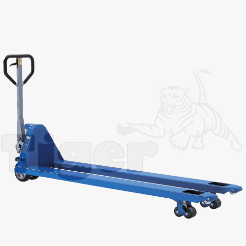 PFAFF-silberblau Handgabelhubwagen HU-TP mit langen Gabeln und Tandemrollen