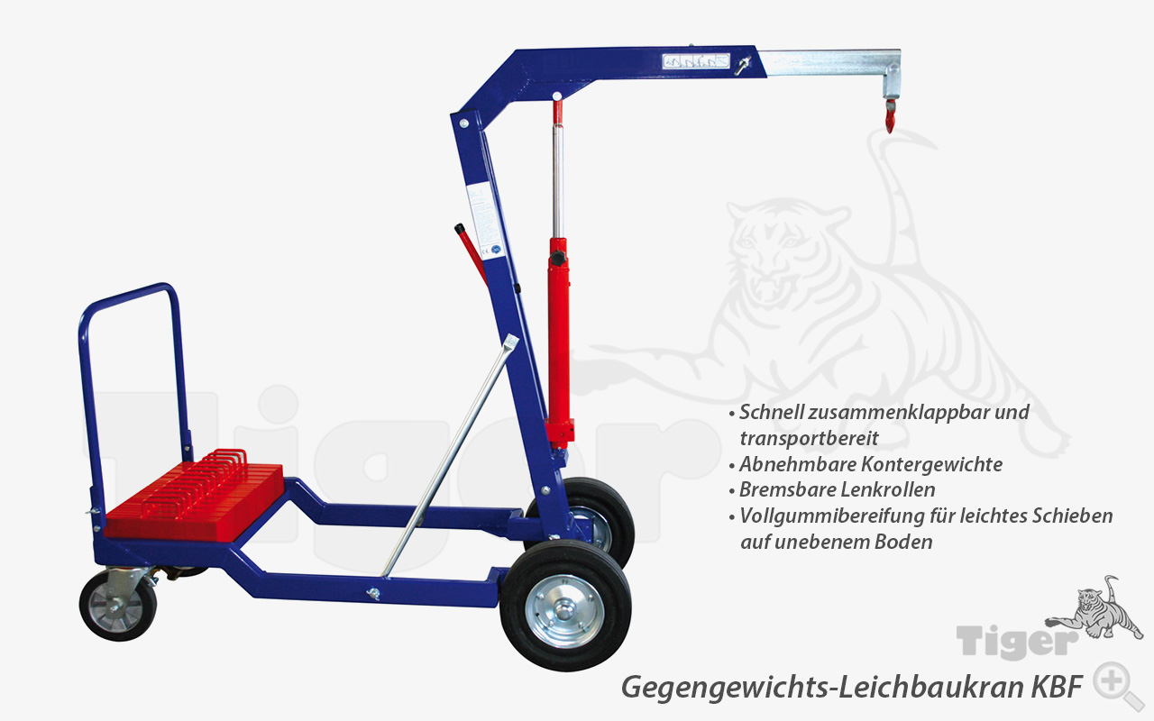 Mobiler Mini-Auslegerkran KBF mit abnehmbaren Gegengewichten